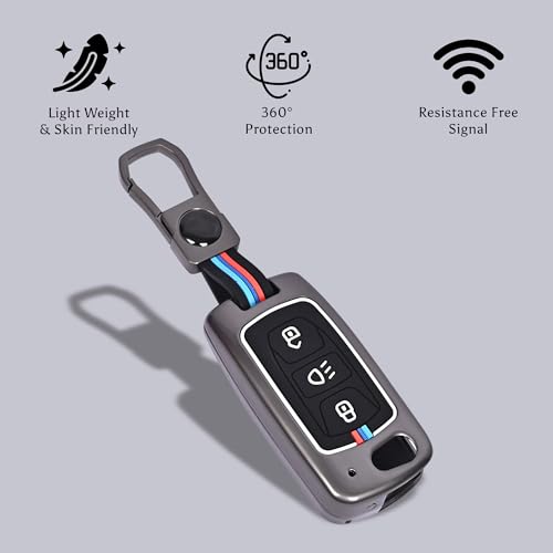 Automaze Metal 3 Button Flip Key Cover Compatible with Tata Cars with
