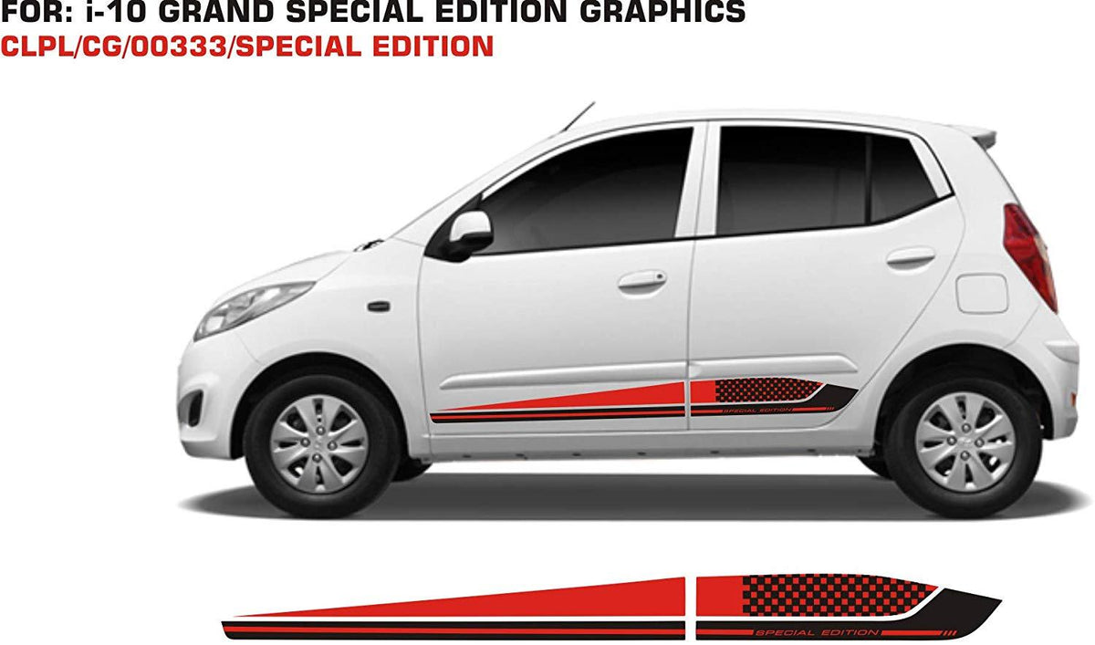 Car Side Decal Full Body Sticker Graphics For hyundai Grand i-10, Red ...