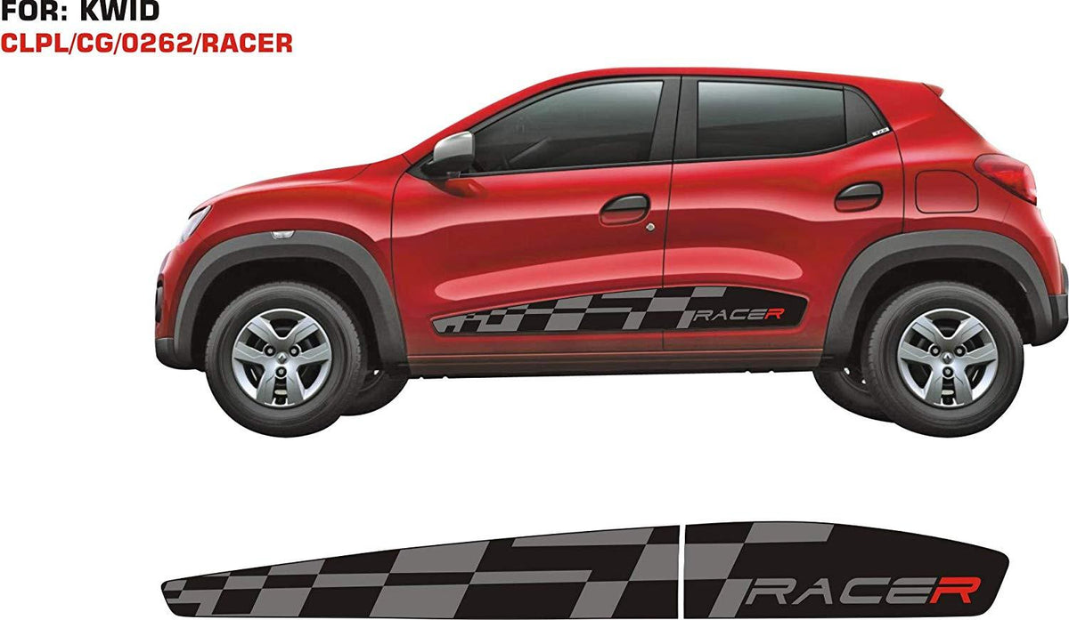 Car Body Stickers Graphics For Kwid in Black Grey Color with Both Sides ...